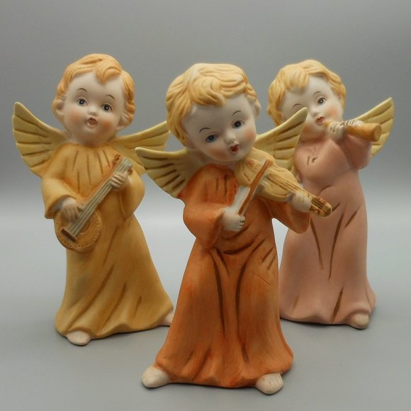 Homco | Accents | Vintage Homco Angels Cherubs With Instruments | Poshmark